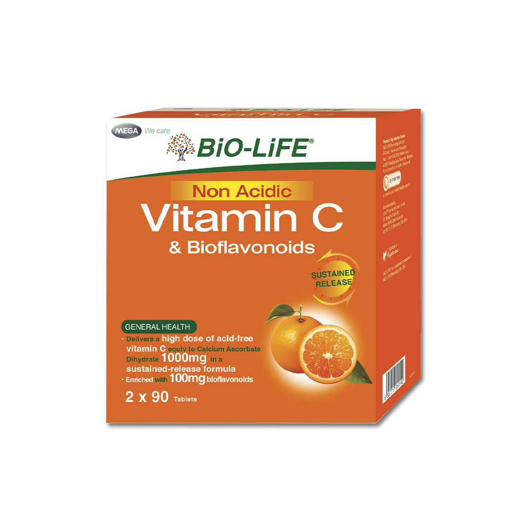 BiO-LiFE Non-Acidic Vitamin C & Bioflavonoids [ 2 x 90 tablets ] – MEGA ...