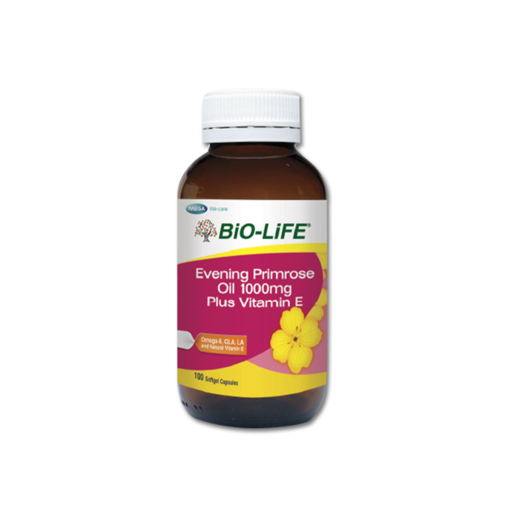 BiO-LiFE Evening Primrose Oil 1000mg & Vitamin E [ 100 capsules ]